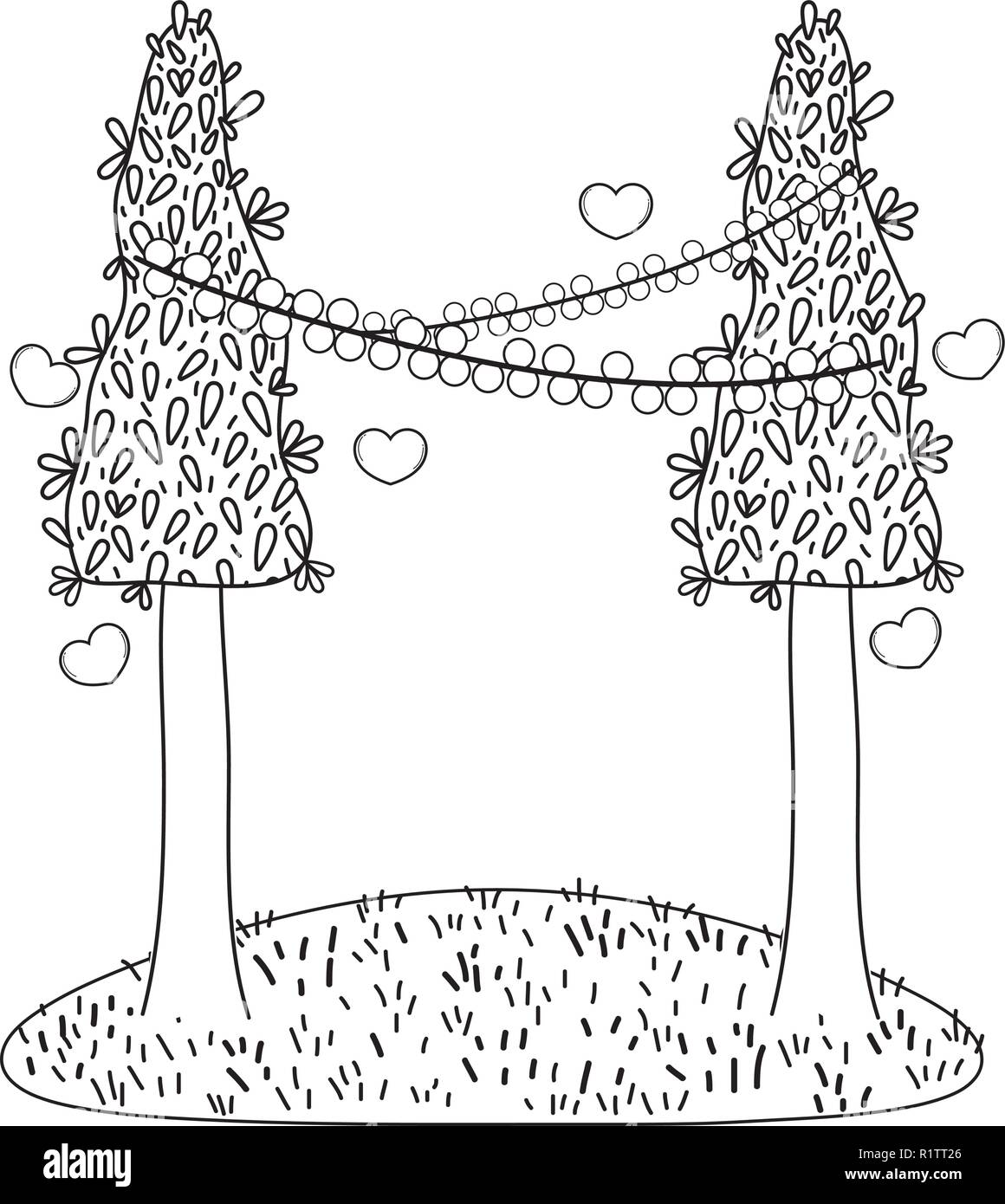 trees cute nature in black and white Stock Vector Image & Art - Alamy