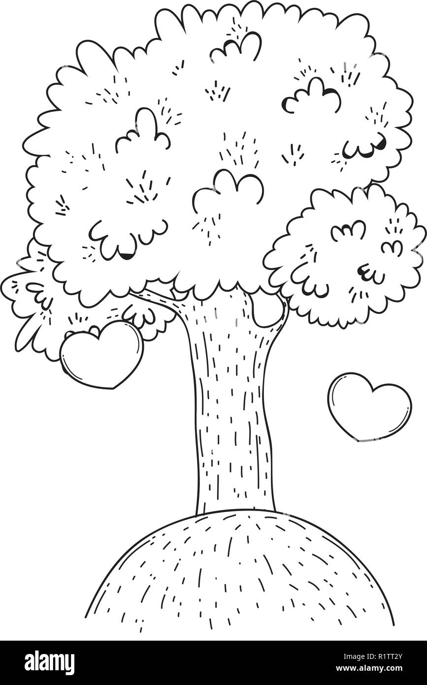 tree cute nature in black and white Stock Vector Image & Art - Alamy