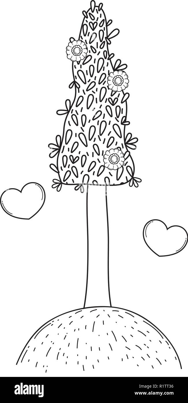 tree cute nature in black and white Stock Vector Image & Art - Alamy