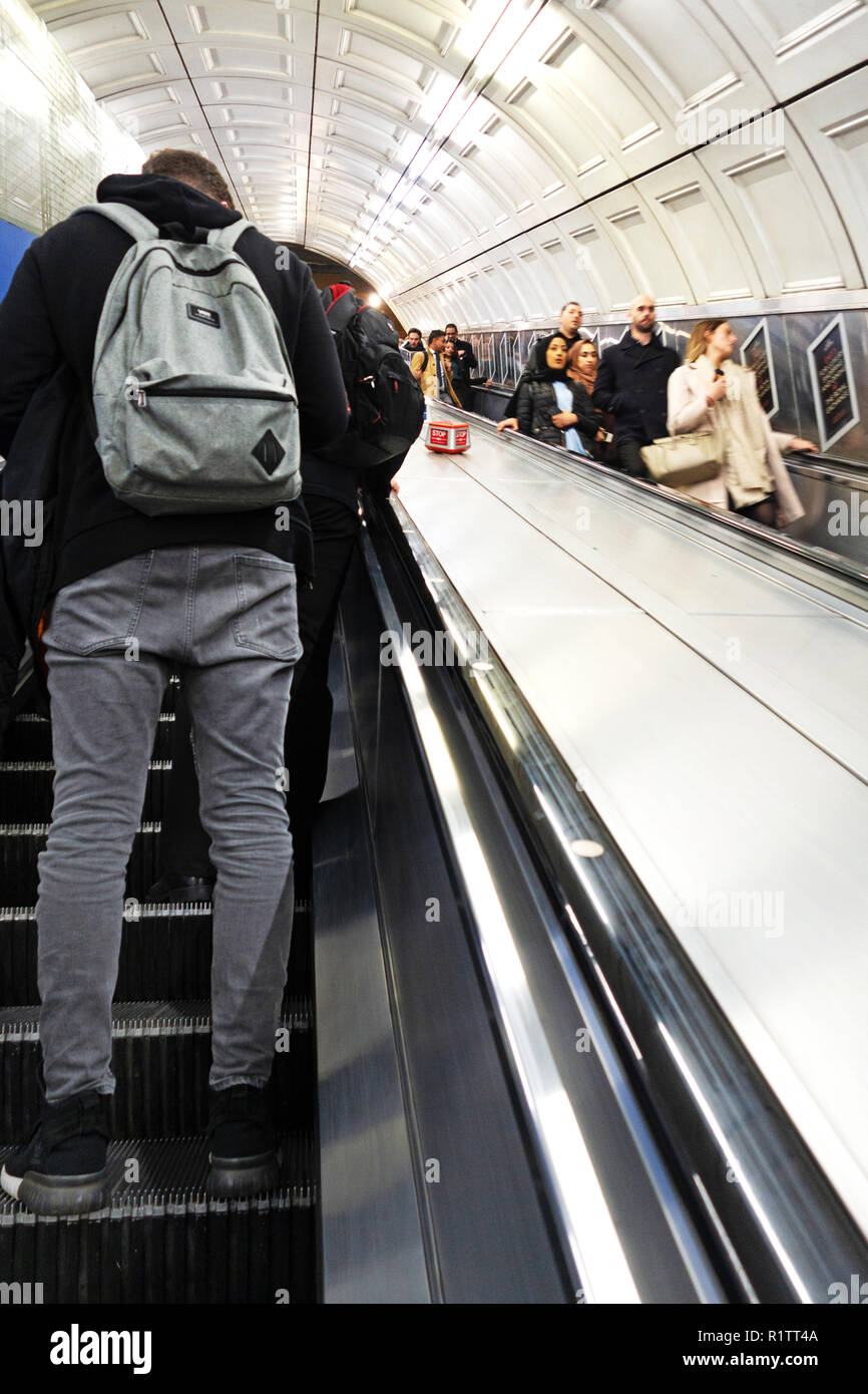 Tube commuters time, London commuters travelling down the Underground ...
