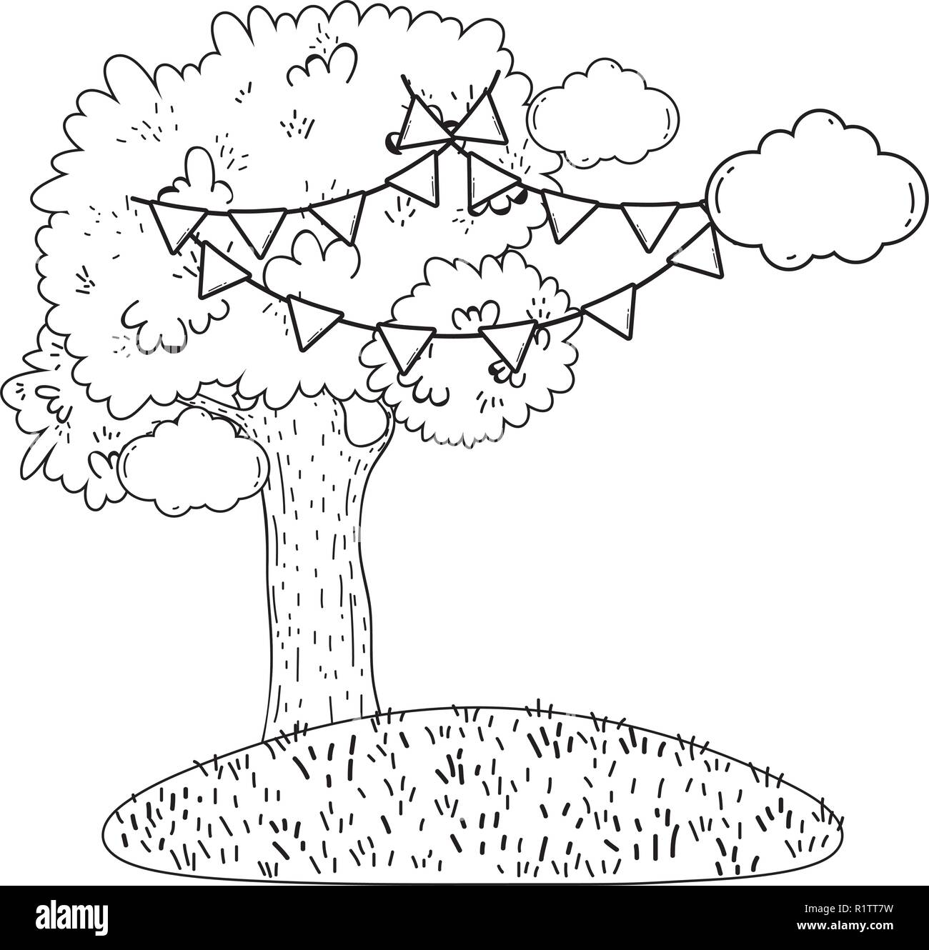 tree cute nature in black and white Stock Vector Image & Art - Alamy