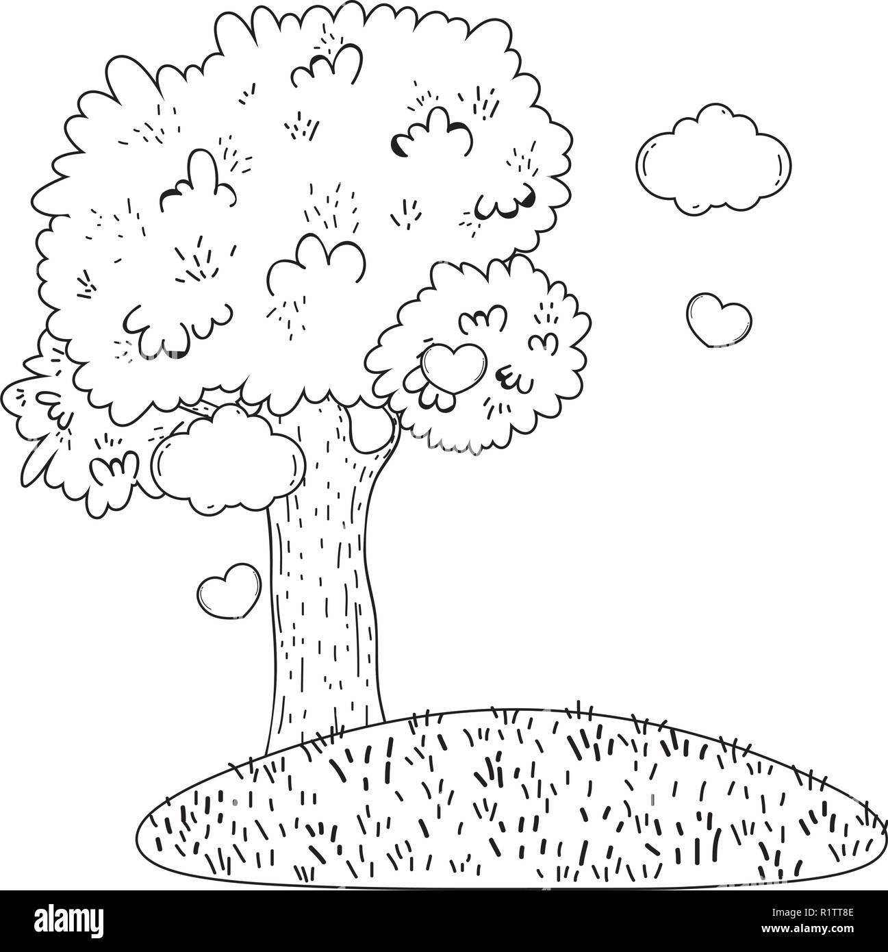 tree cute nature in black and white Stock Vector Image & Art - Alamy