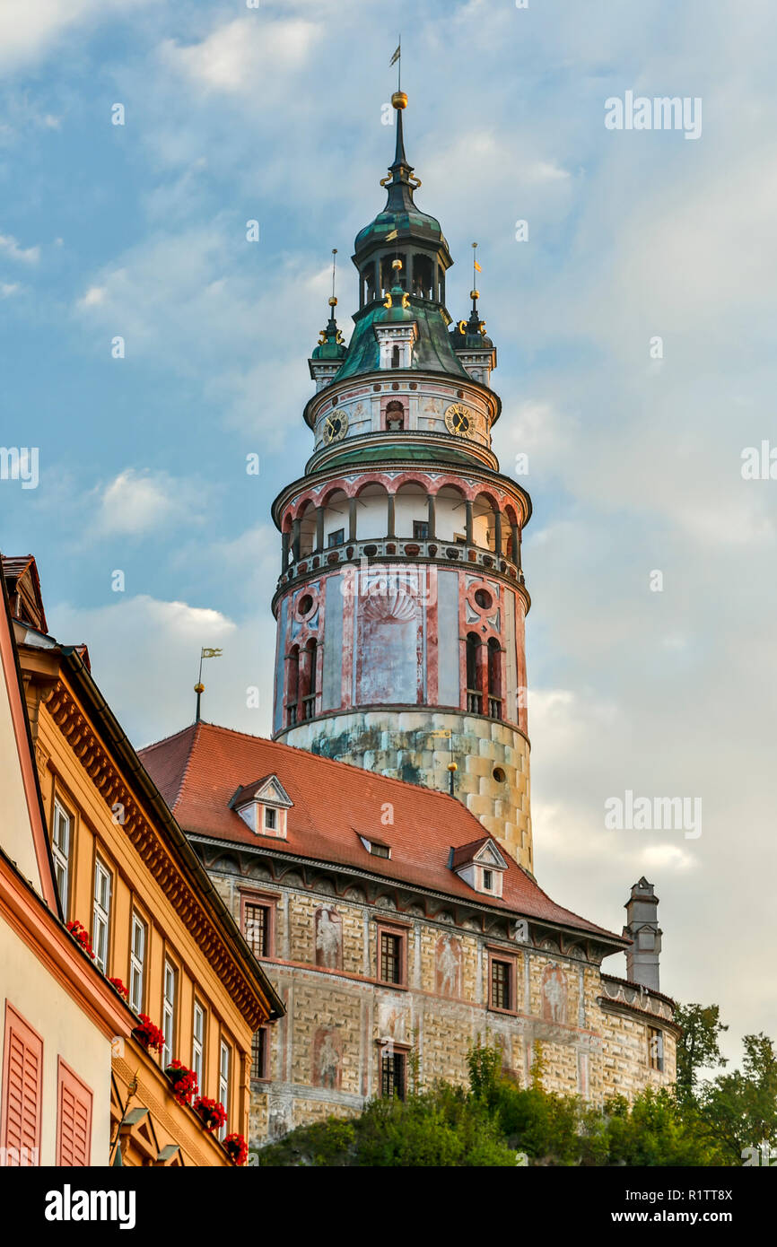 Round Tower, Krumlov Castle, Cesky Krumlov, Czech Republic Stock Photo ...