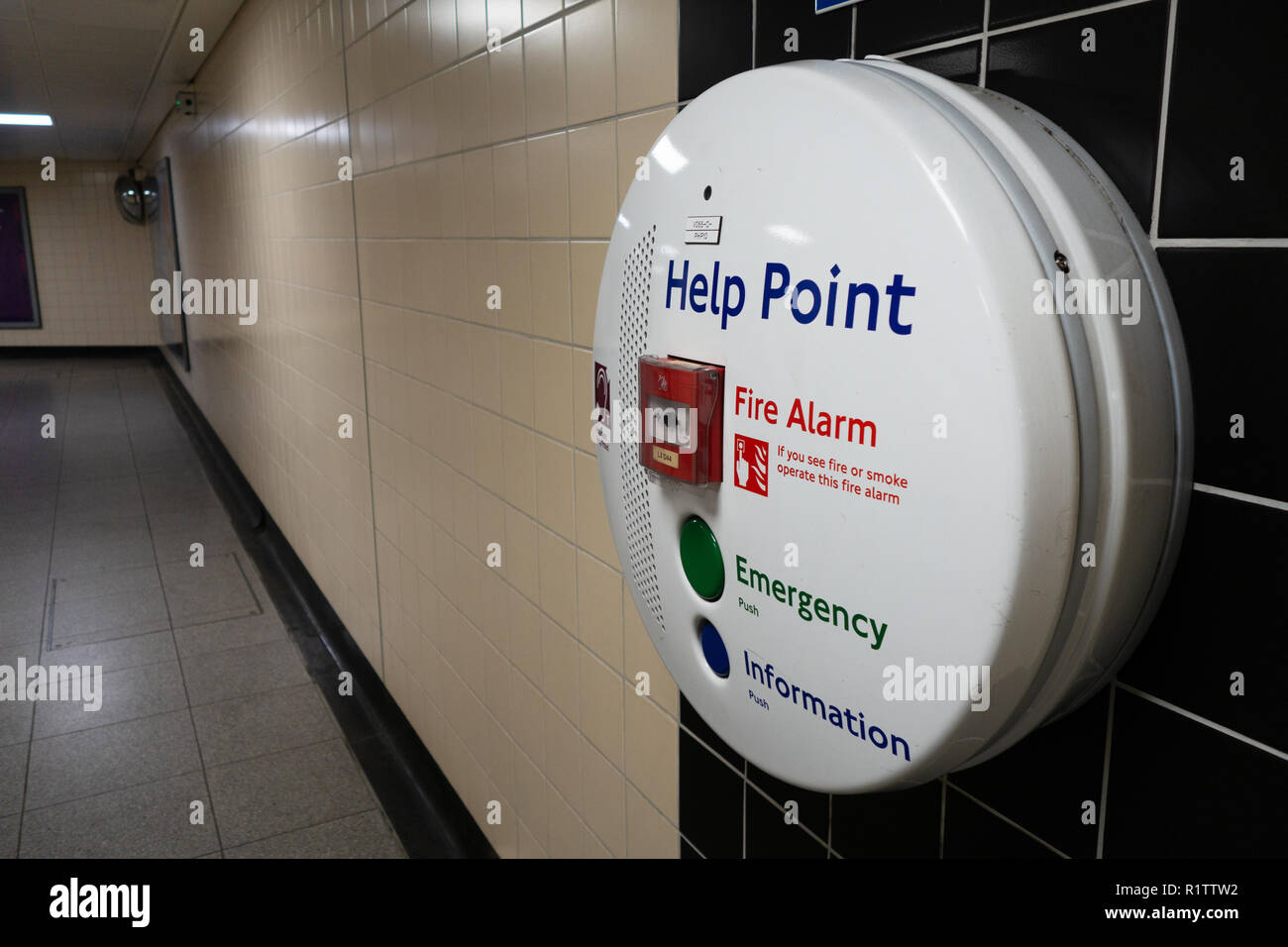Help points at Londons Underground stations Stock Photo - Alamy