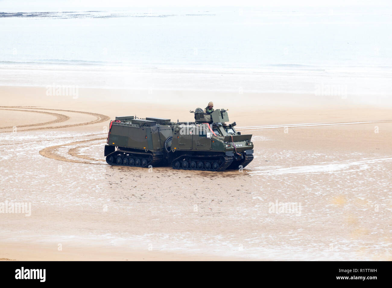 Royal Marines from HMS Bulwark making a beach landing in a Viking ...
