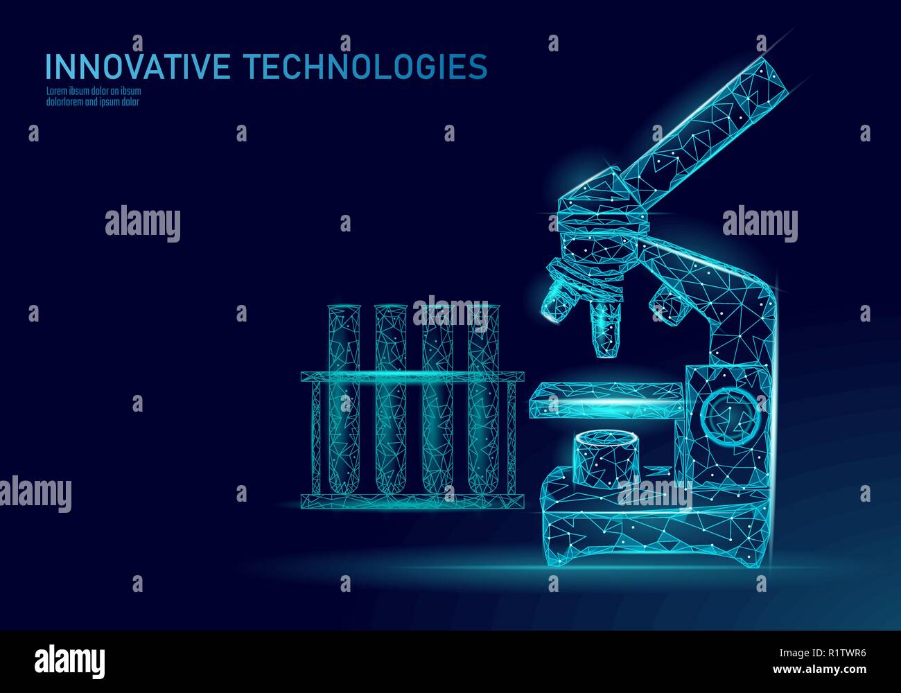 Microscope bacteria 3D low poly render probiotics. Laboratory analysis ...