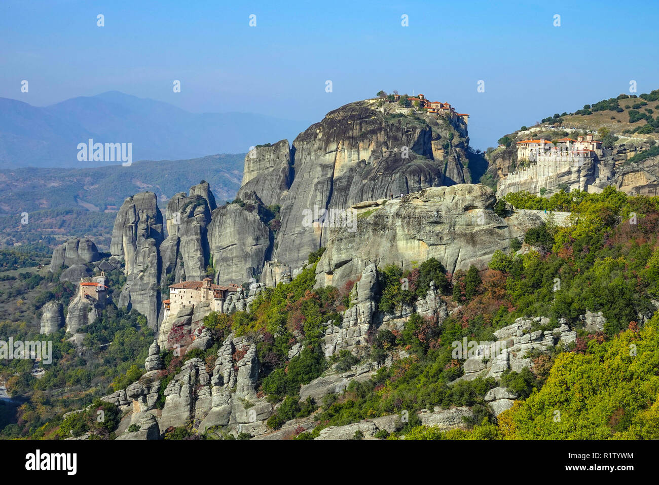 Meteora, UNESCO world heritage site, conglomerate towers and ...