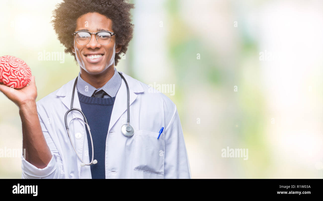 Afro american neurologist doctor or psychology man over isolated ...
