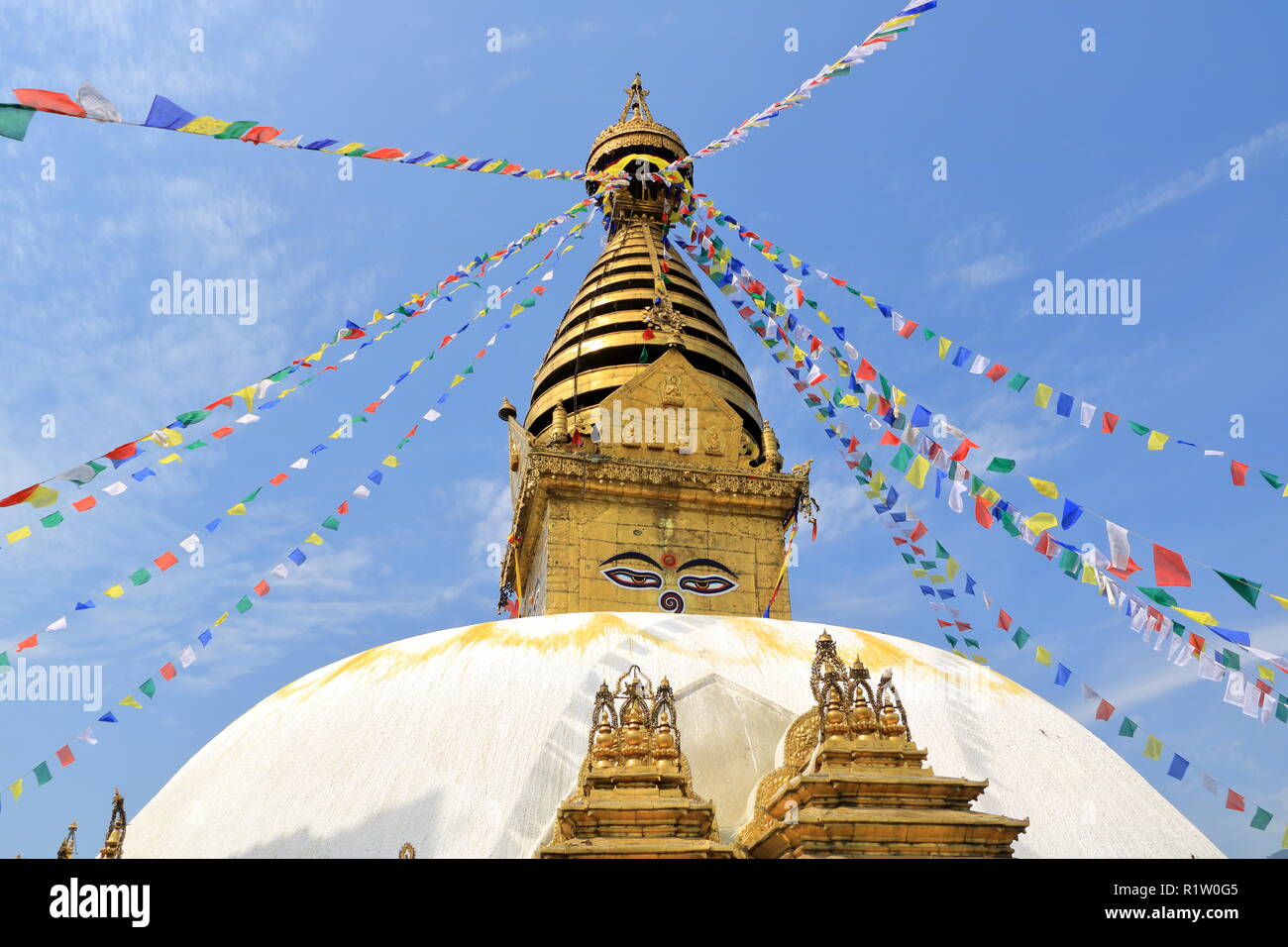 Swayambhunath Stupa, also called "Monkey temple" in Kathmandu, Nepal ...