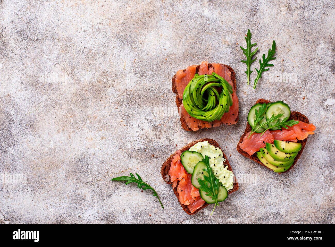 Salmon avocado rye bread hi-res stock photography and images - Alamy
