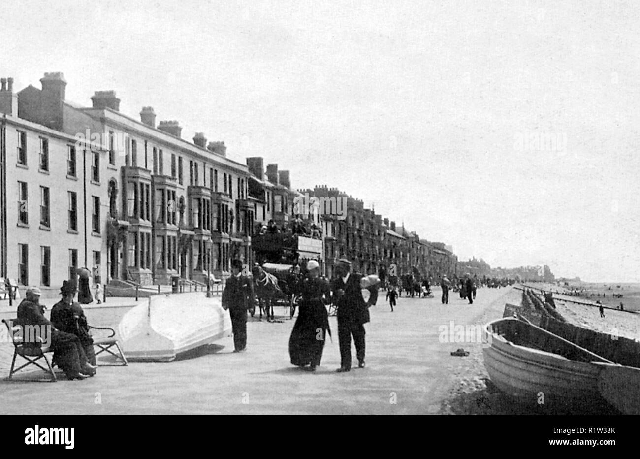 Blackpool promenade and bus Black and White Stock Photos & Images - Alamy