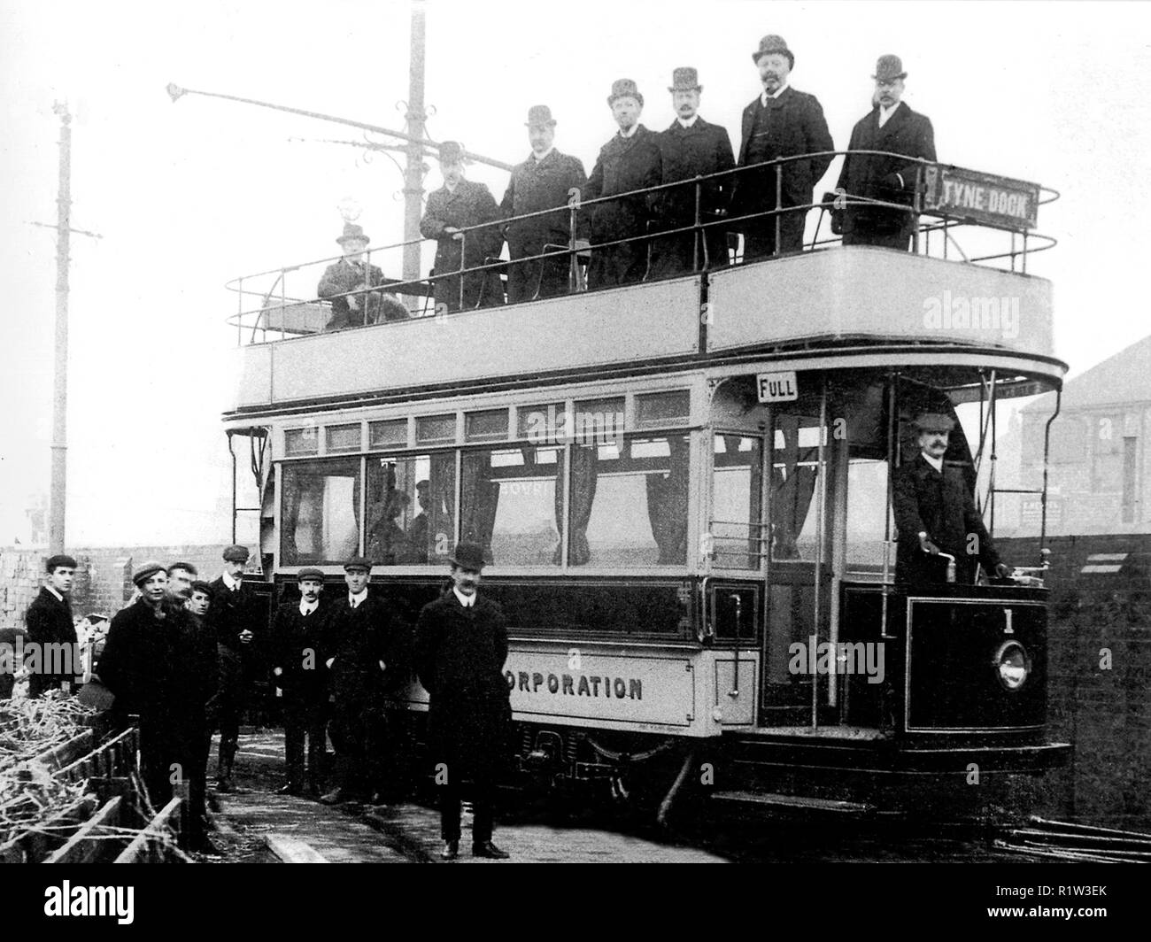 New electric tram, South Shields early 1900s Stock Photo - Alamy