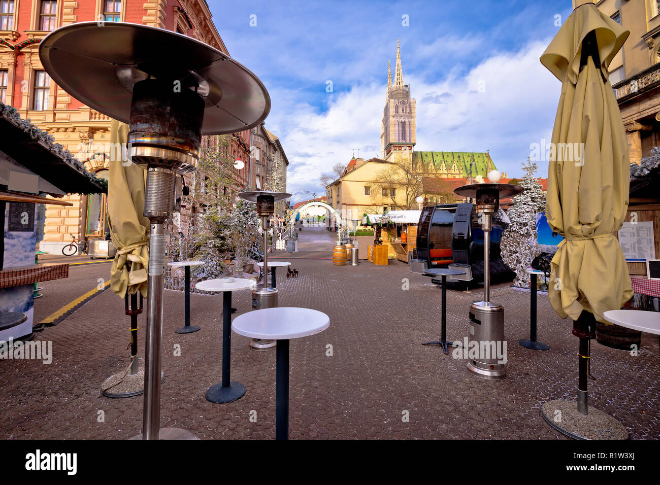 Zagreb Christmas fair advent street view, capital of Croatia Stock ...