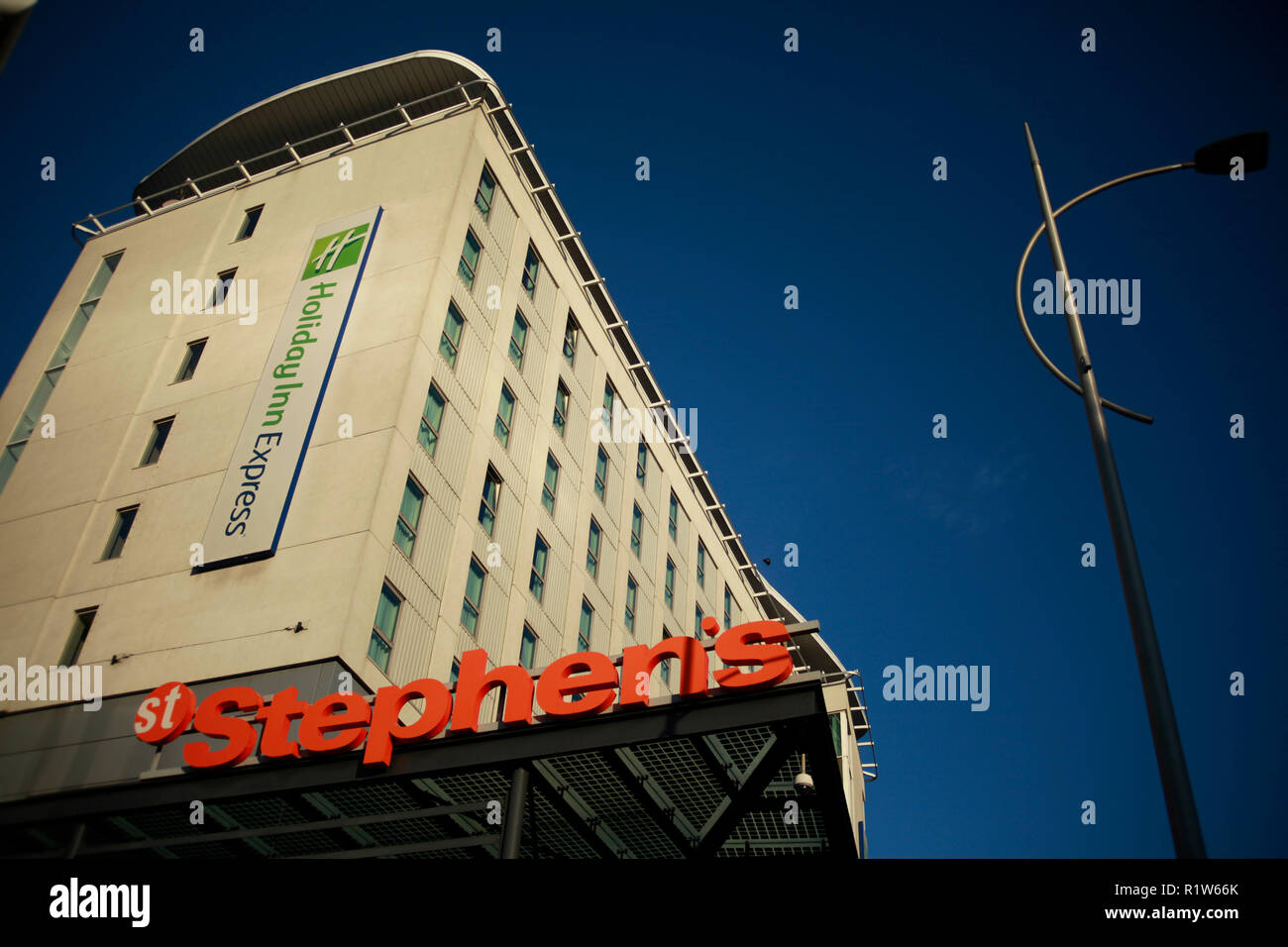 Holiday Inn Express budget hotel Hull UK against deep blue sky Stock ...