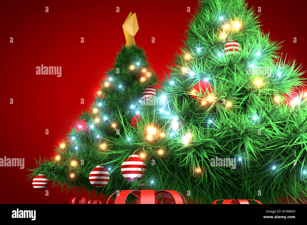 3d rendering, christmas tree with red background Stock Photo - Alamy
