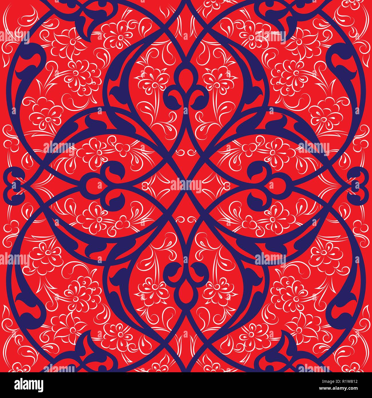 Iznik tile seamless pattern design, classical Ottoman Turkish style ...