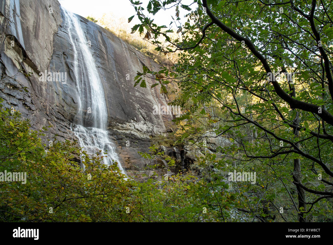 Hickory Nut Falls at Chimney Rock State Park in the foothills of ...