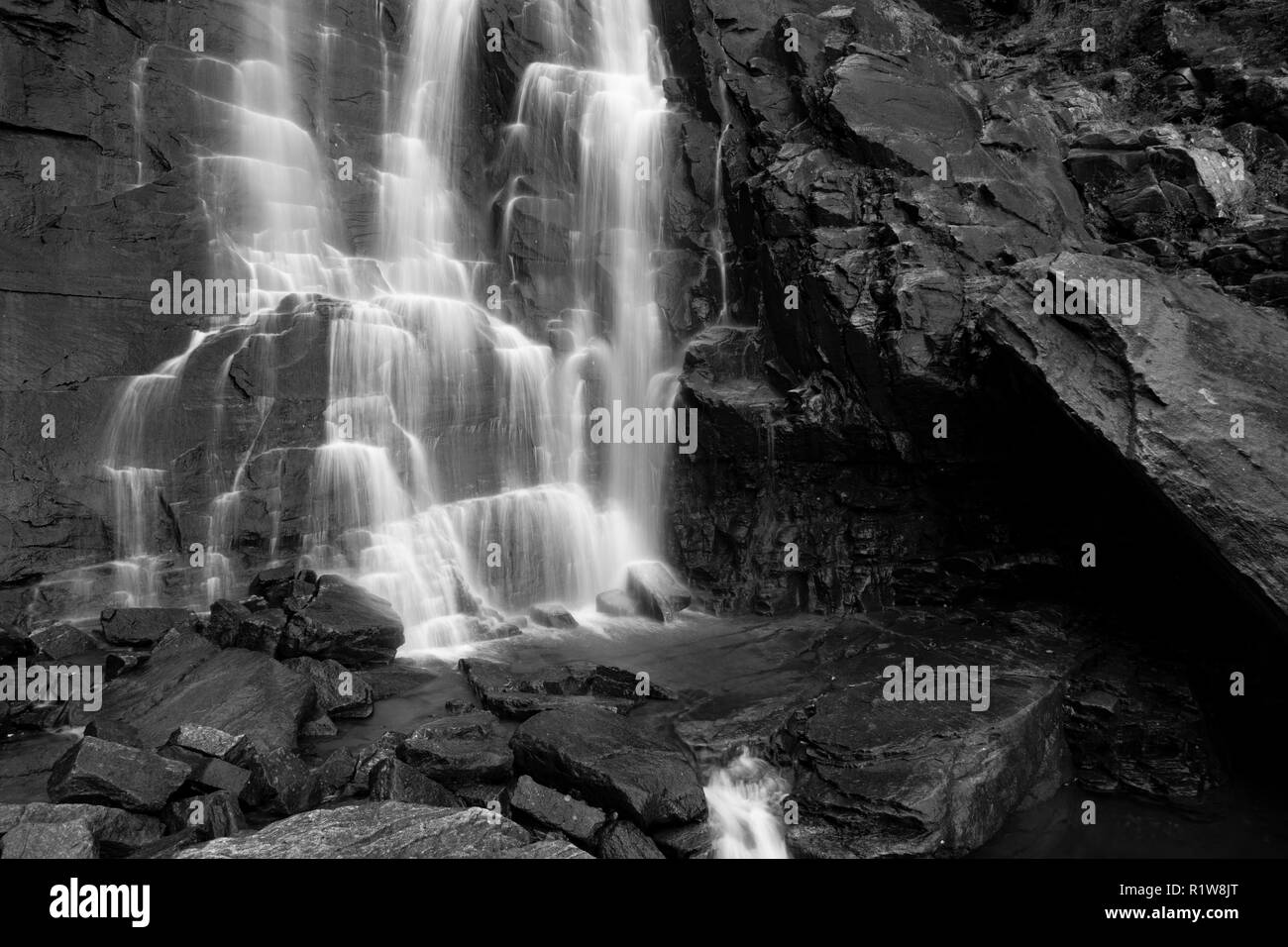 Hickory Nut Falls at Chimney Rock State Park in the foothills of ...