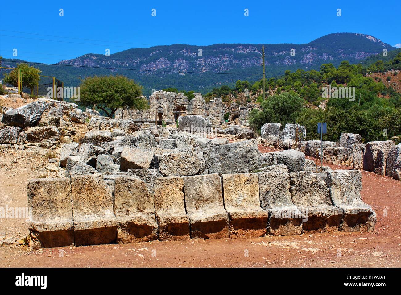 The ruins of the ancient city of Kaunos, near Dalyan, Turkey Stock ...
