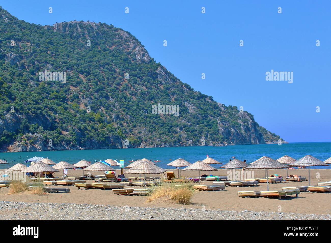 The popular Iztuzu beach near Dalyan, Turkey. This beach is a breeding ...