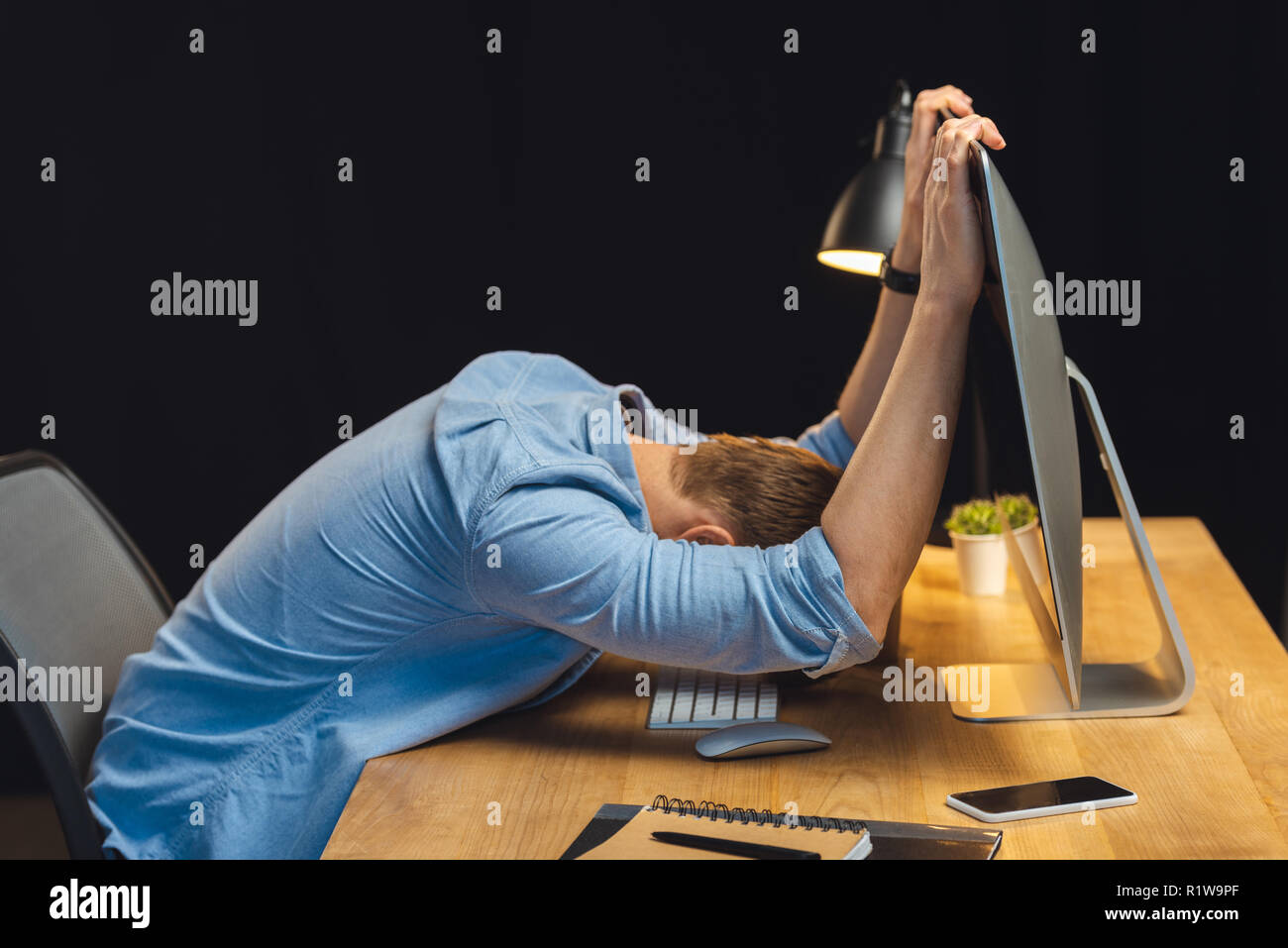 Man sleeping keyboard in computer hi-res stock photography and images ...