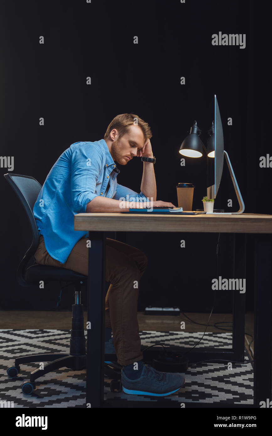 Man sleeping keyboard in computer hi-res stock photography and images ...
