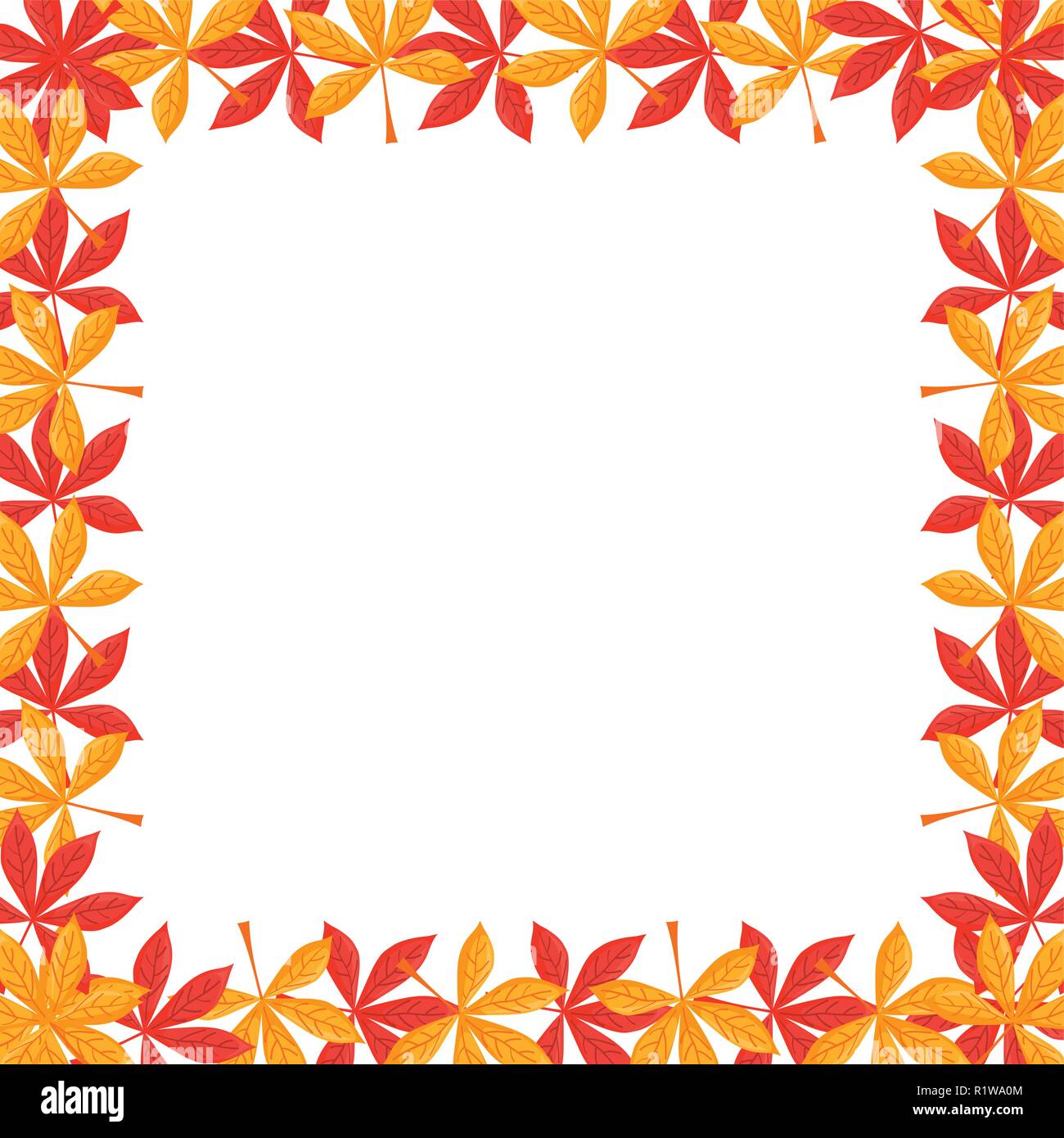 square frame of dry leaves over white background, vector illustration ...