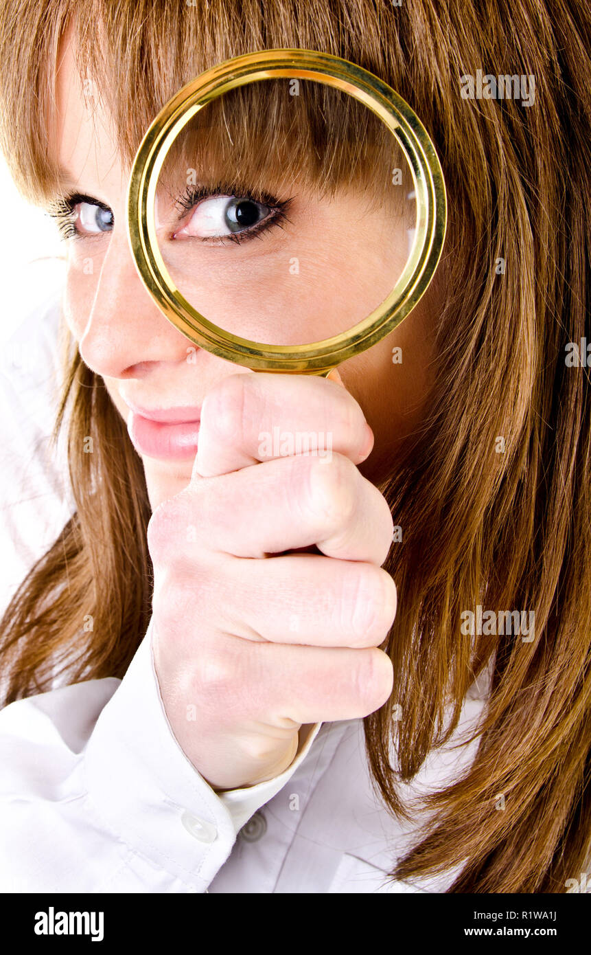 Female detective magnifying glass hi-res stock photography and images ...