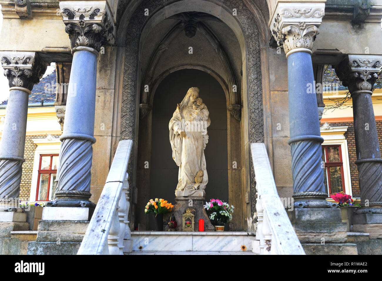 Timisoara city Romania Saint Maria statue landmark architecture Stock ...