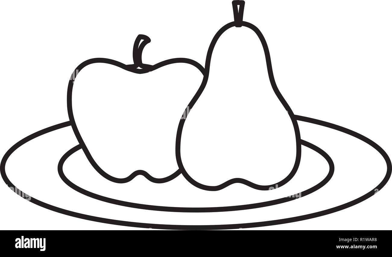apple and pear over white background, vector illustration Stock Vector ...