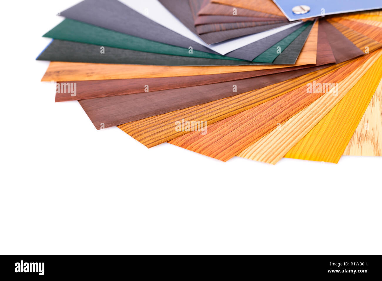 Wood coating color samples on white background Stock Photo - Alamy