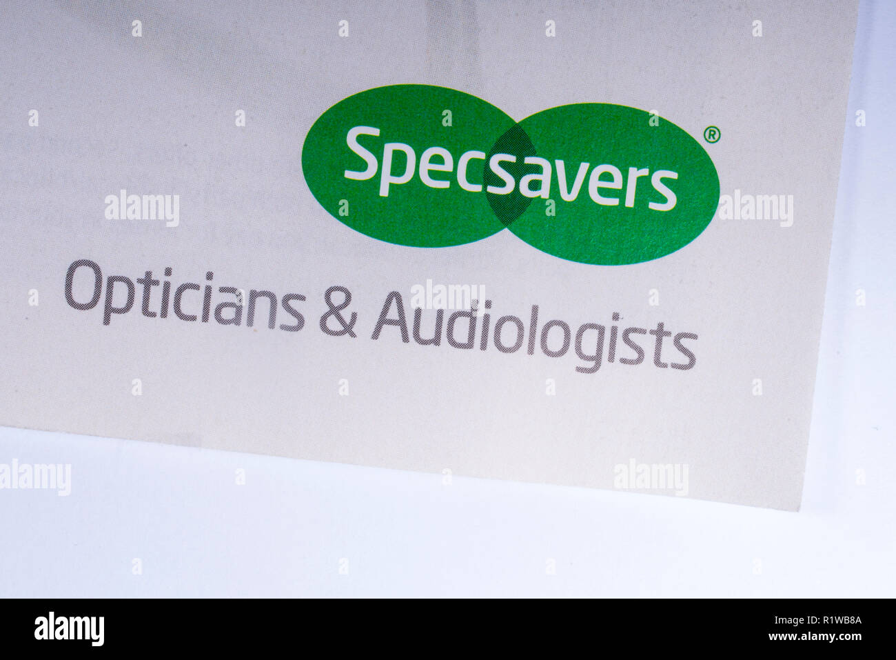 London, UK - November 14th 2018: A close-up of the Specsavers company ...
