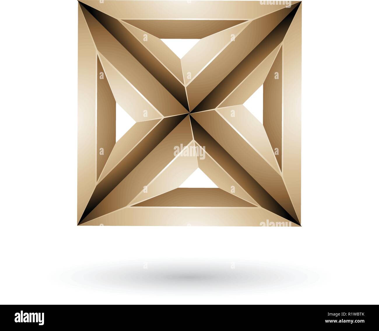Vector Illustration of Beige 3d Geometrical Embossed Square and ...