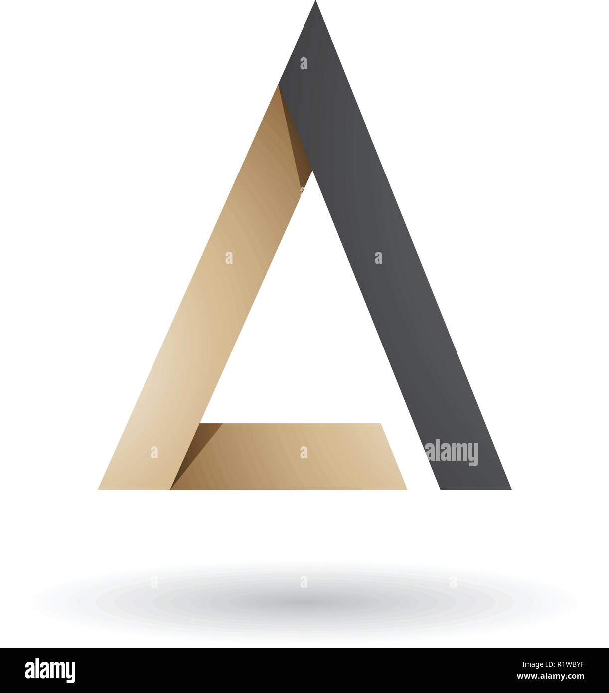 Vector Illustration of Beige and Black Folded Triangle Letter A ...