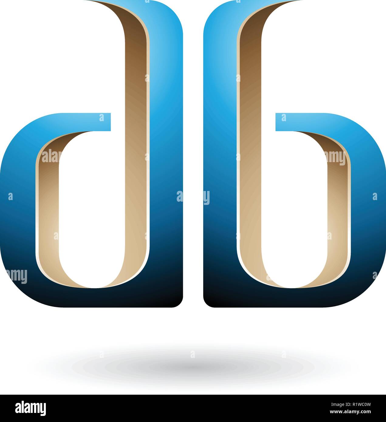 Vector Illustration of Beige and Blue Double Sided D and B Letters ...