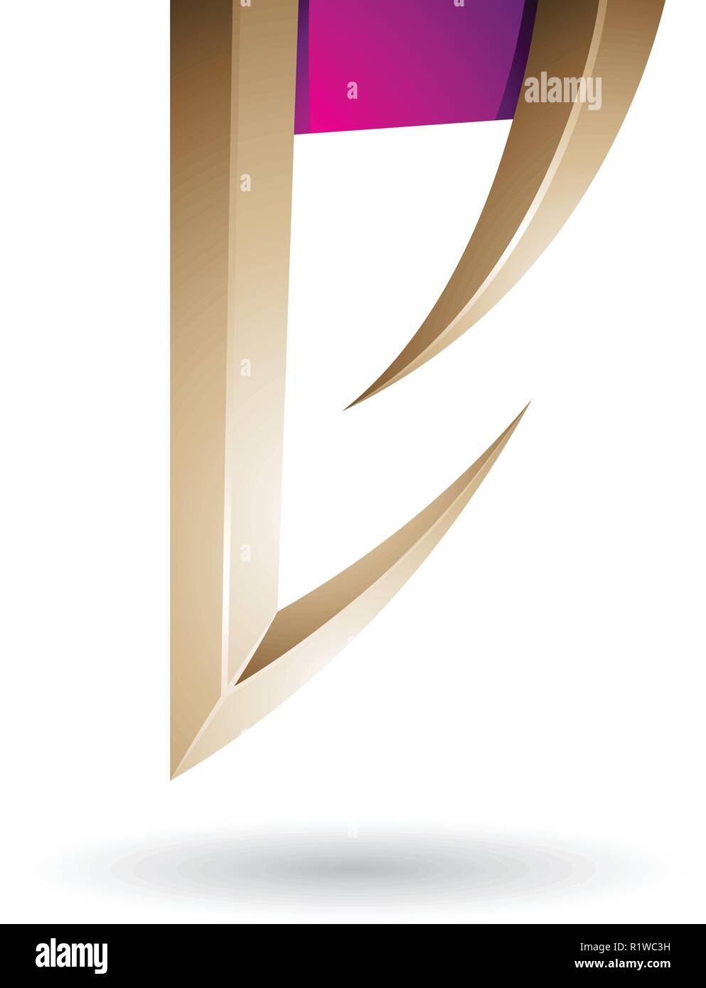 Vector Illustration of Beige and Magenta Arrow Shaped Letter E isolated ...