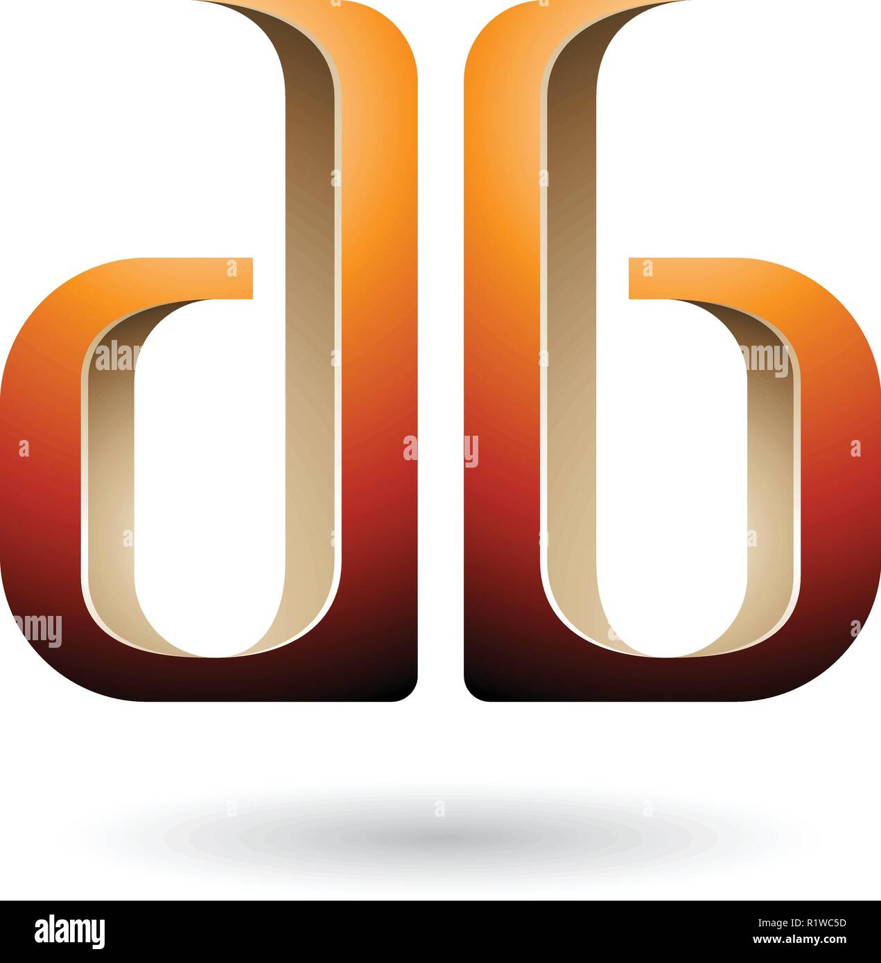 Vector Illustration of Beige and Orange Double Sided D and B Letters ...