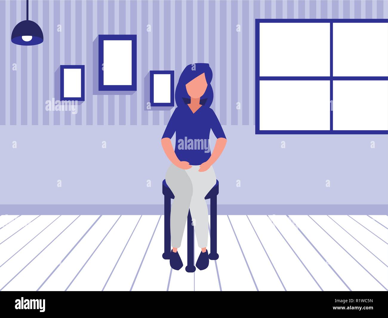 Woman inside house design, Home avatar person human and portrait theme ...