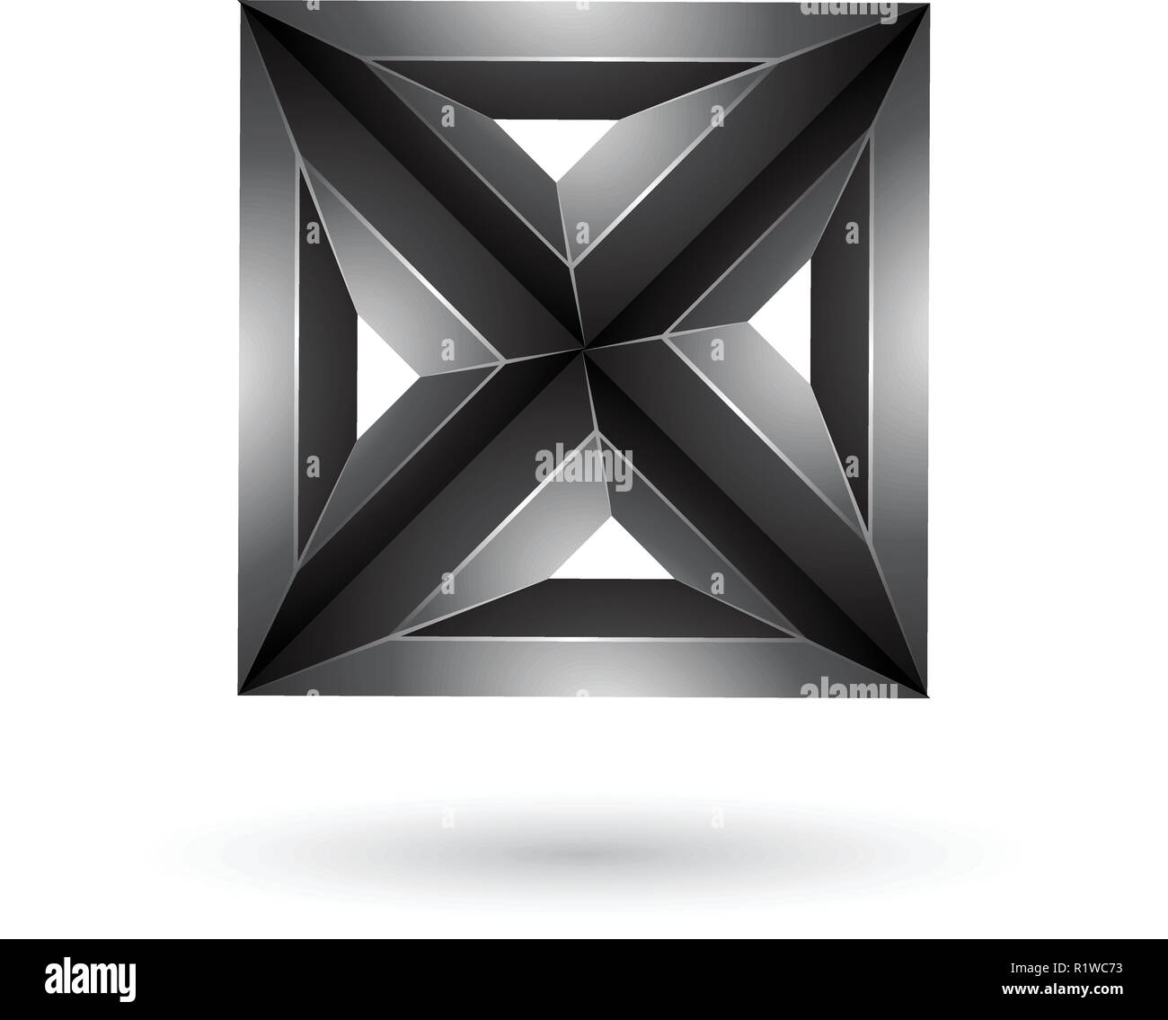 Vector Illustration of Black 3d Geometrical Embossed Square and ...