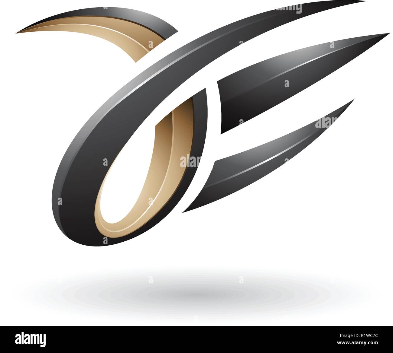 Vector Illustration of Beige and Black 3d Claw Shaped Letter A and E ...