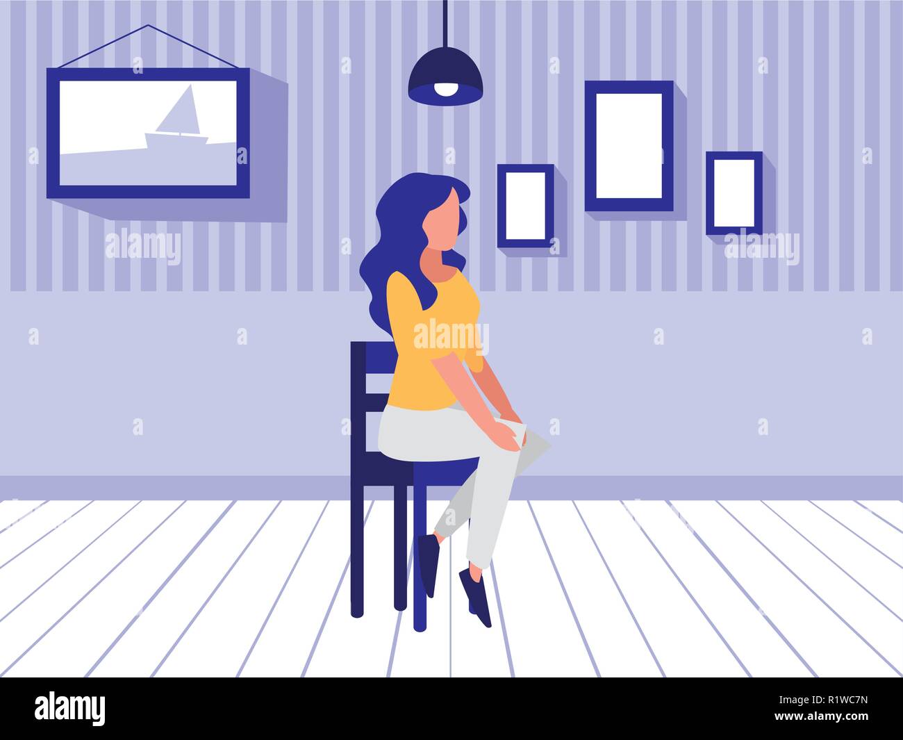 Woman inside house design, Home avatar person human and portrait theme ...
