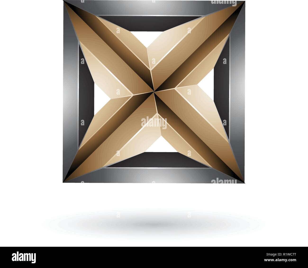 Vector Illustration of Black and Beige 3d Geometrical Embossed Square ...