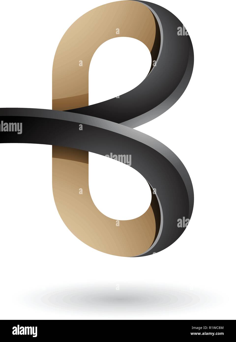 Vector Illustration of Black and Beige Bold Curvy Letter B isolated on ...
