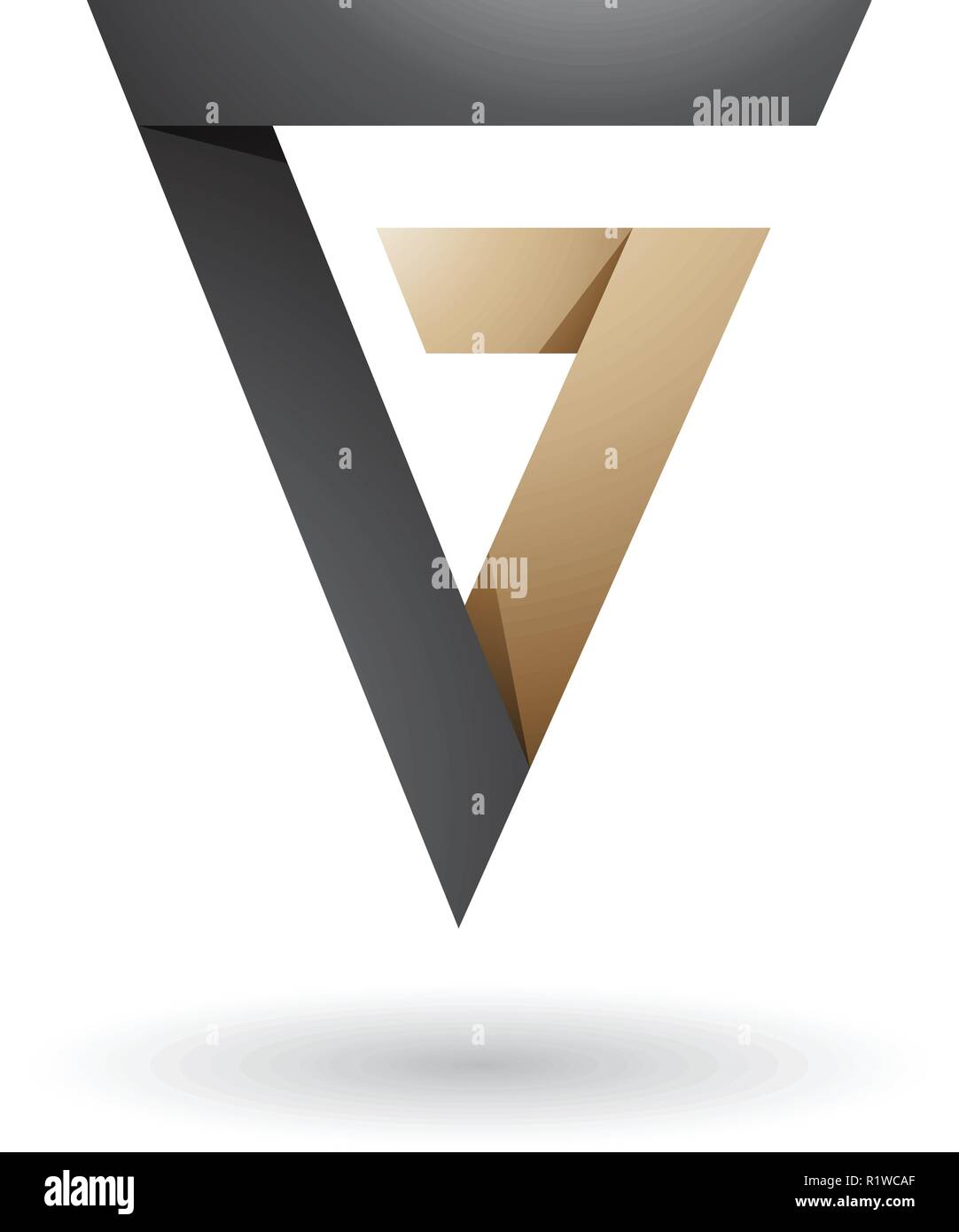 Vector Illustration of Black and Beige Folded Triangle Letter G ...