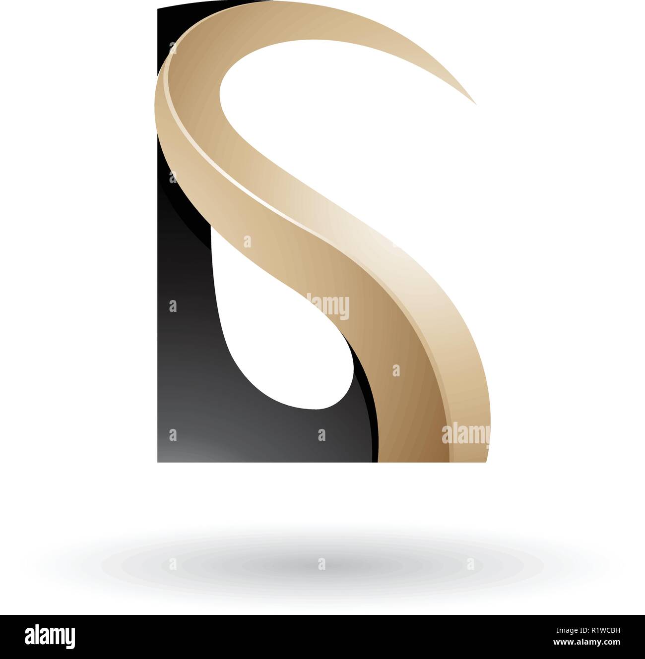 Vector Illustration of Black and Beige Glossy Curvy Embossed Letter G ...