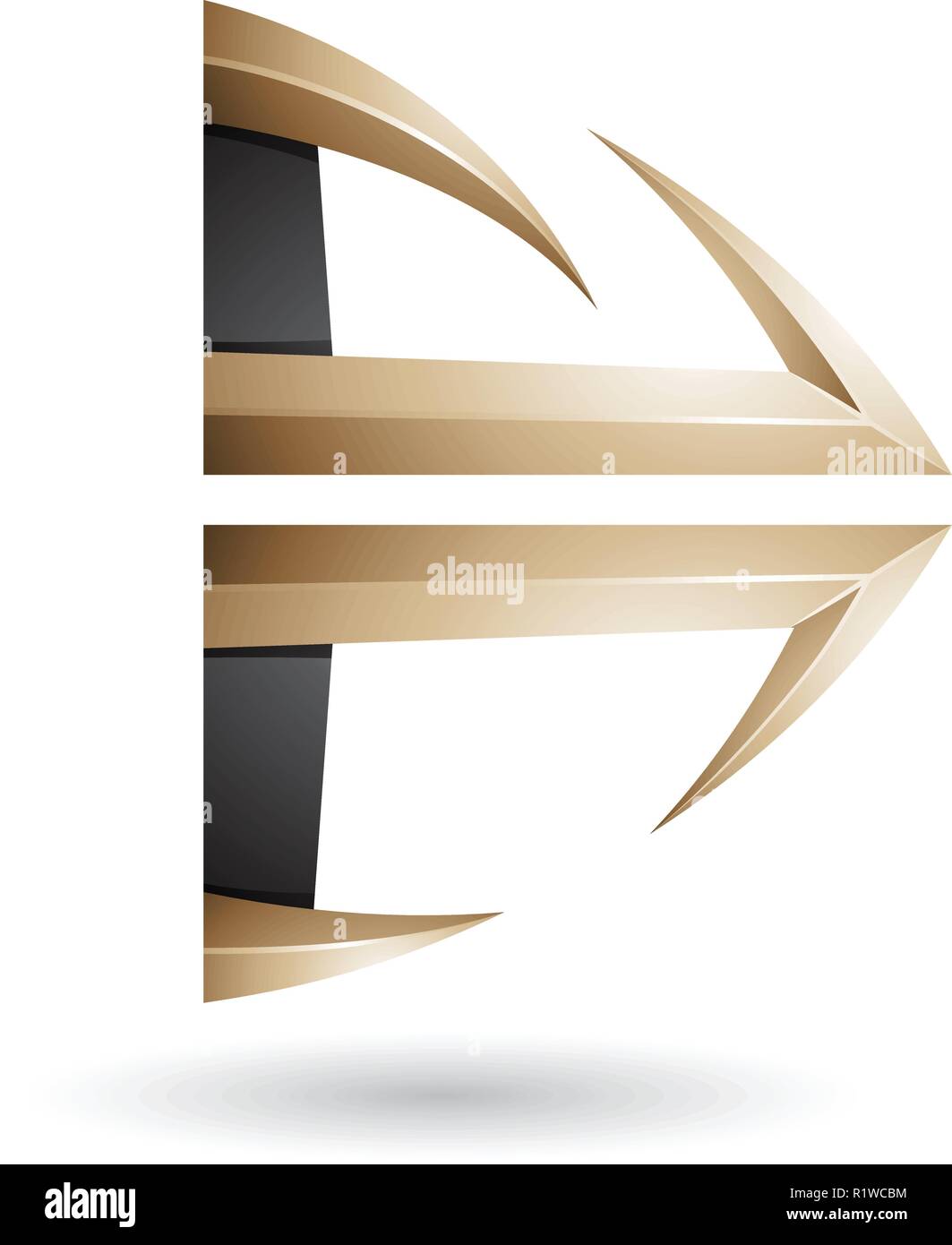 Vector Illustration of Black and Beige Glossy Embossed Arrow Shape ...