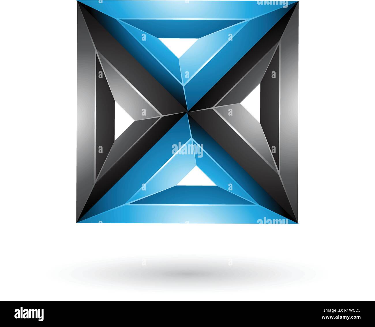 Vector Illustration of Black and Blue 3d Geometrical Embossed Square ...