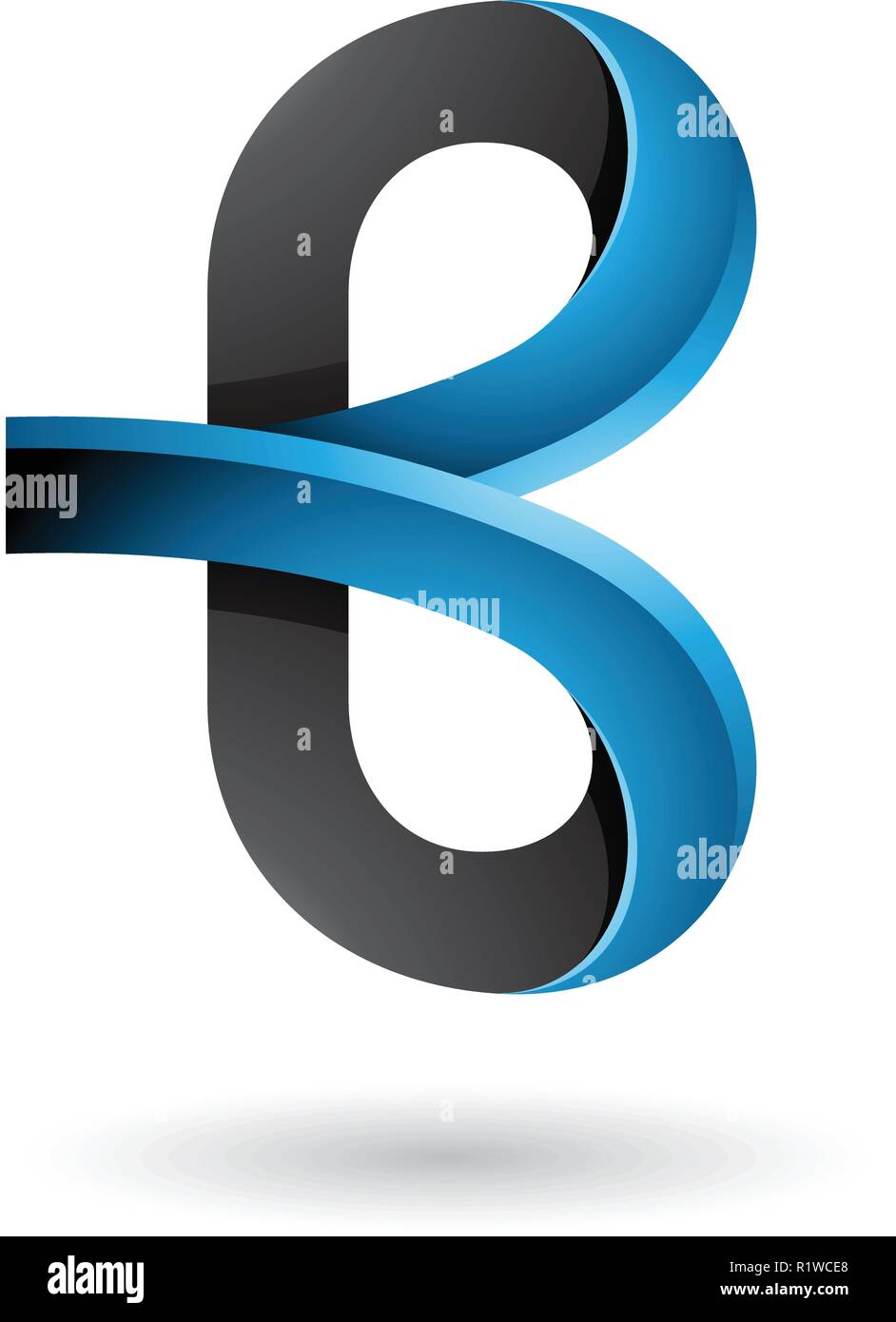 Vector Illustration of Black and Blue Bold Curvy Letter B isolated on a ...