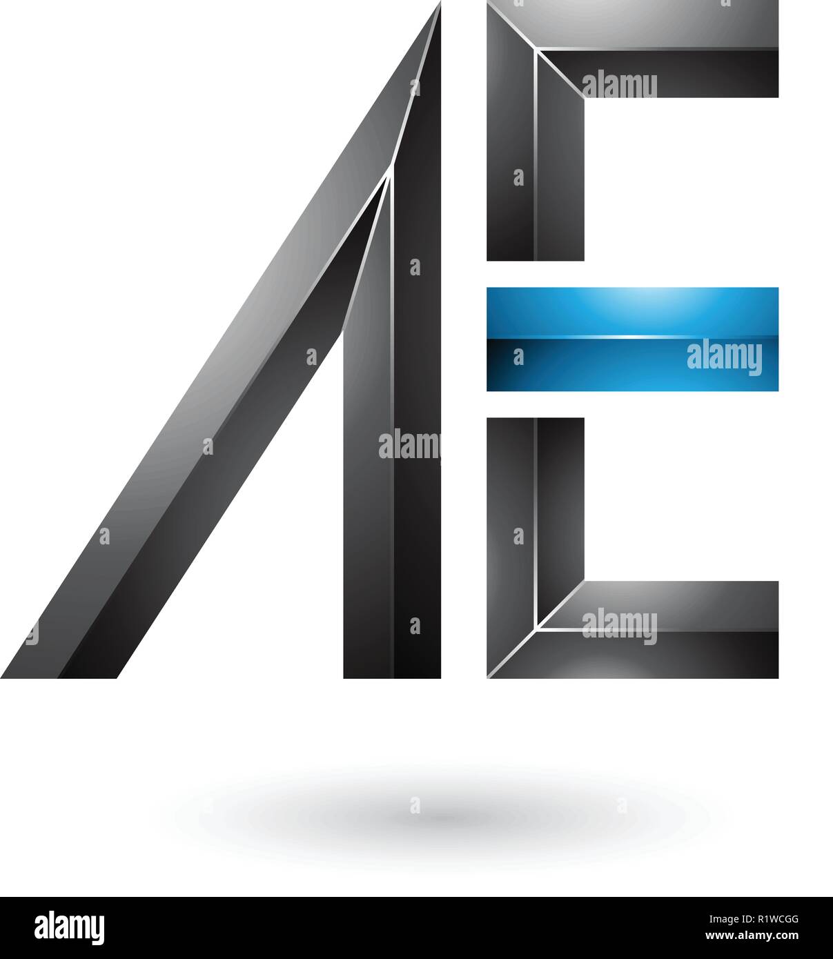 Vector Illustration of Black and Blue Glossy Dual Letters of A and E ...