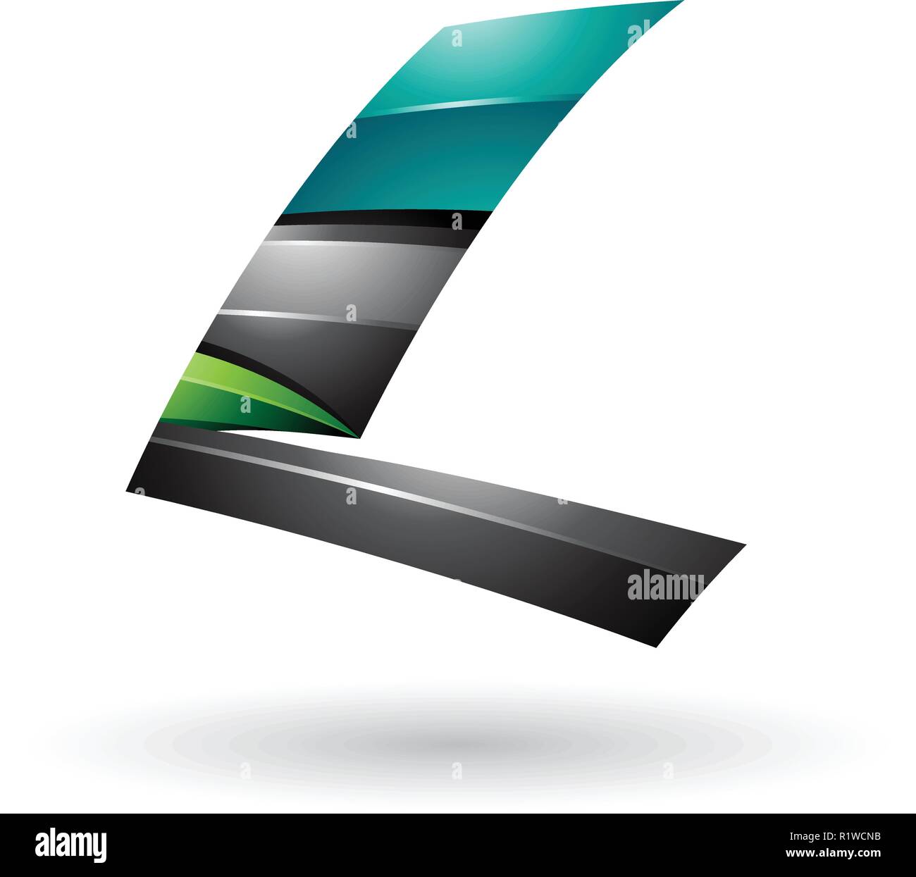 Vector Illustration of Black and Green Dynamic Glossy Flying Letter A ...